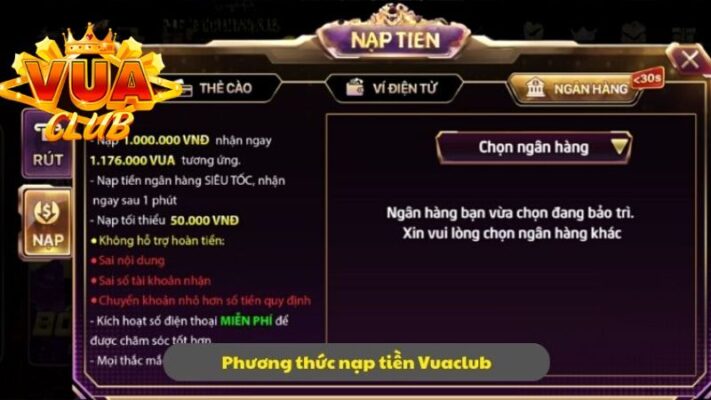 Cách Nạp Tiền Vuaclub Bằng Tài Khoản Ngân Hàng Không Mất Phí ...